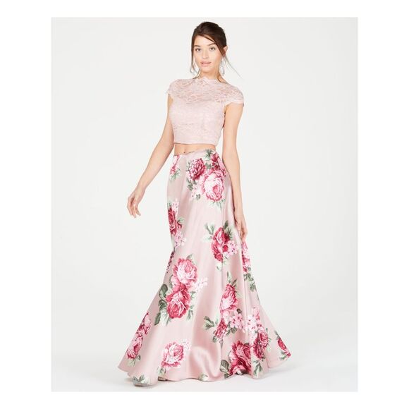 City Studio | Tops | Nwt City Studio Womens Pink Lace Short Sleeve ...